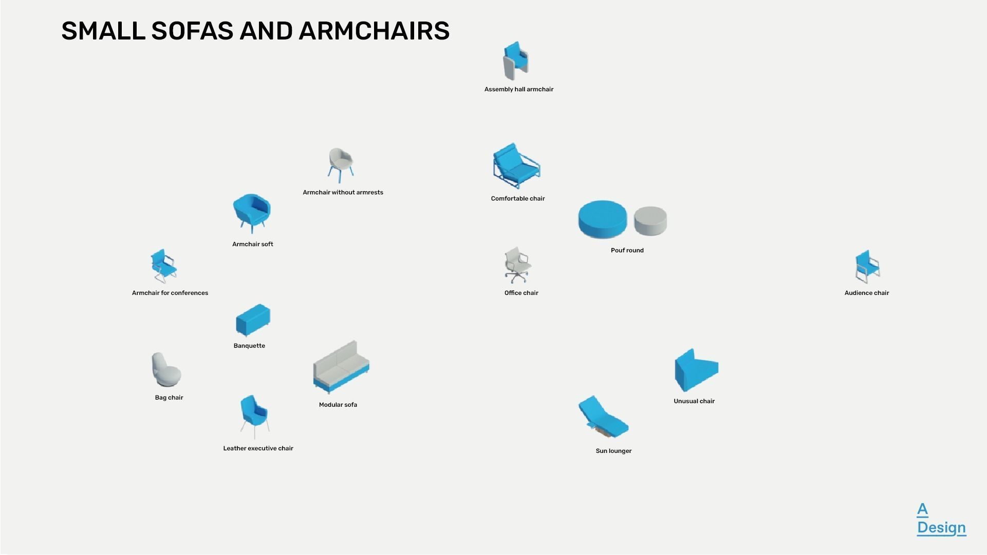 Sofas and armchairs - Pack of revit families 3D model | CGTrader