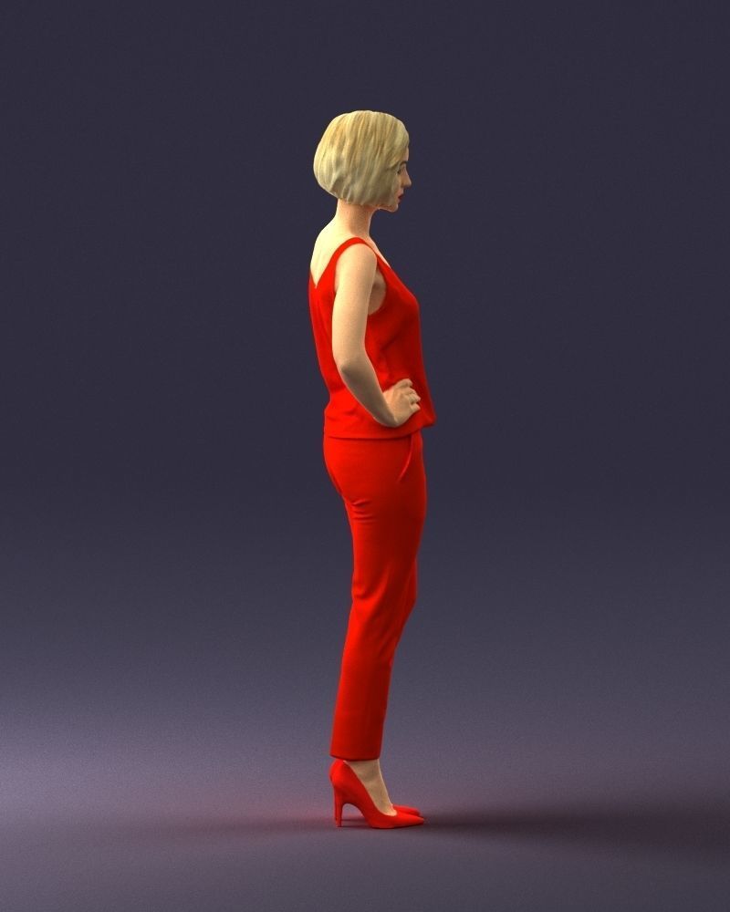 Blonde girl in red trousers 0202 3D Print Ready 3D model 3D printable | CGTrader