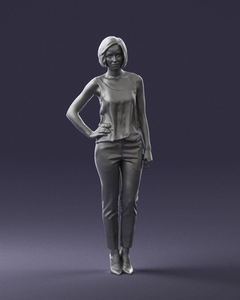 Blonde girl in red trousers 0202 3D Print Ready 3D model 3D printable | CGTrader