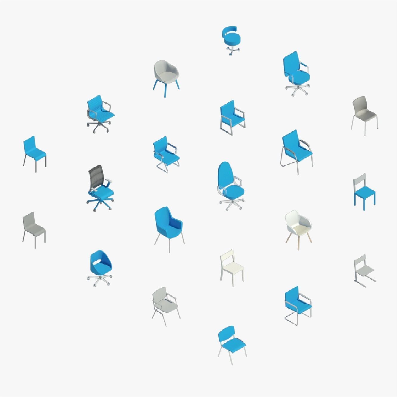 Office chairs - Pack of revit families 3D model | CGTrader