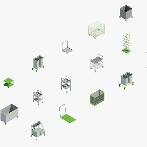 Trolleys - Pack of revit families 3D model | CGTrader