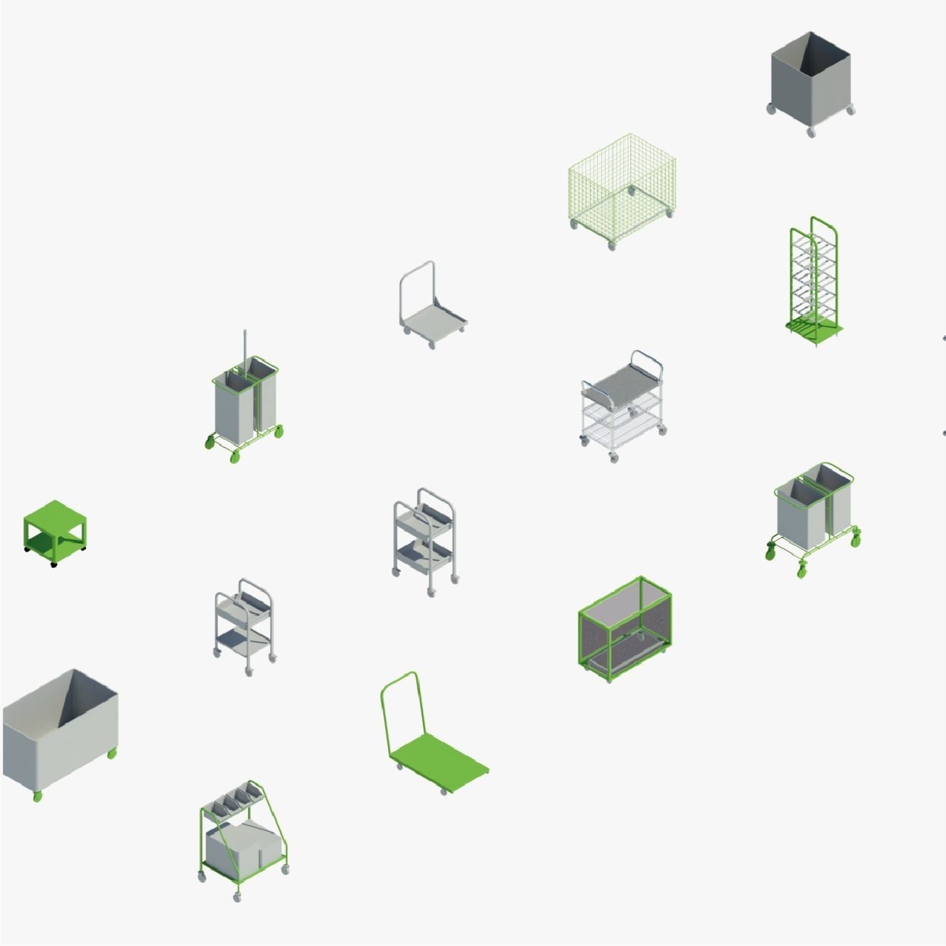 Trolleys - Pack of revit families 3D model | CGTrader