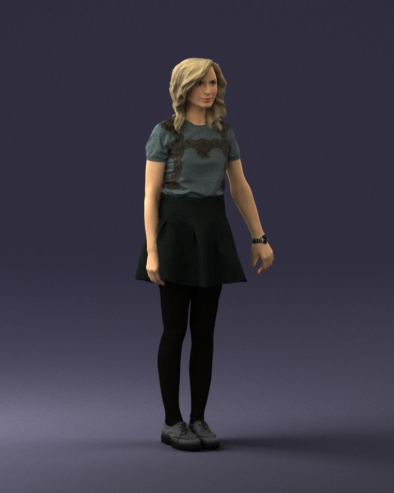 Blonde in a skirt with a tattoo 0267 3D Print Ready 3D model 3D printable | CGTrader