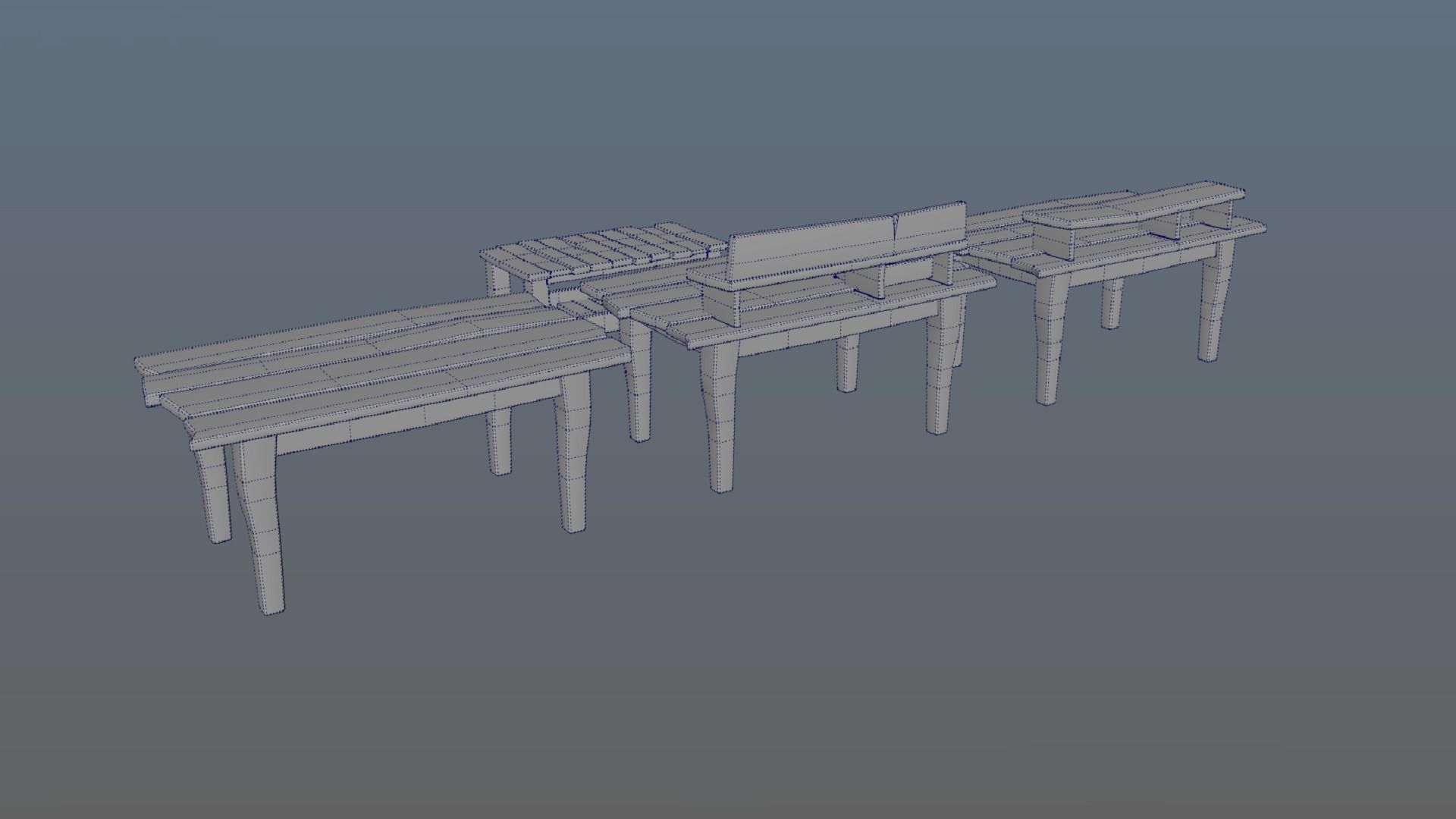 3D model Set of stylized tables PBR game ready VR / AR / low-poly ...