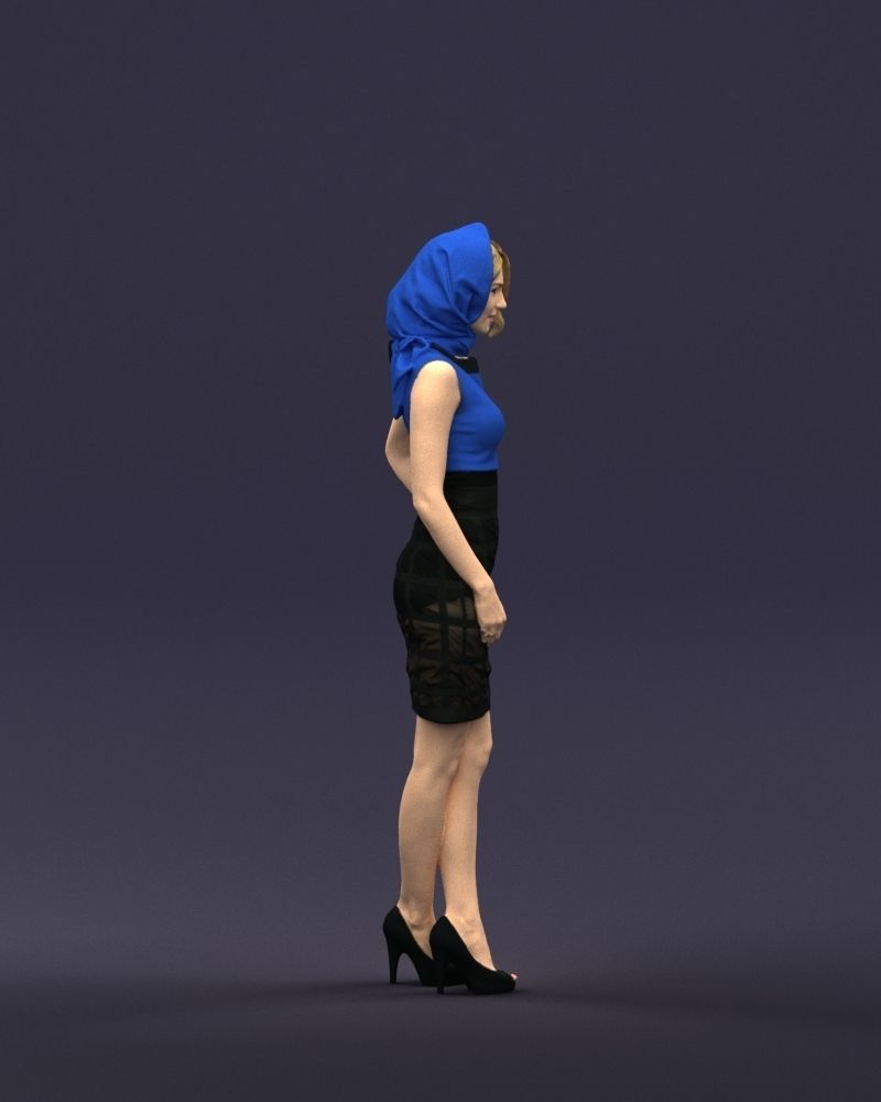 Blue headscarf woman 0426 3D Print ready 3D model 3D printable | CGTrader