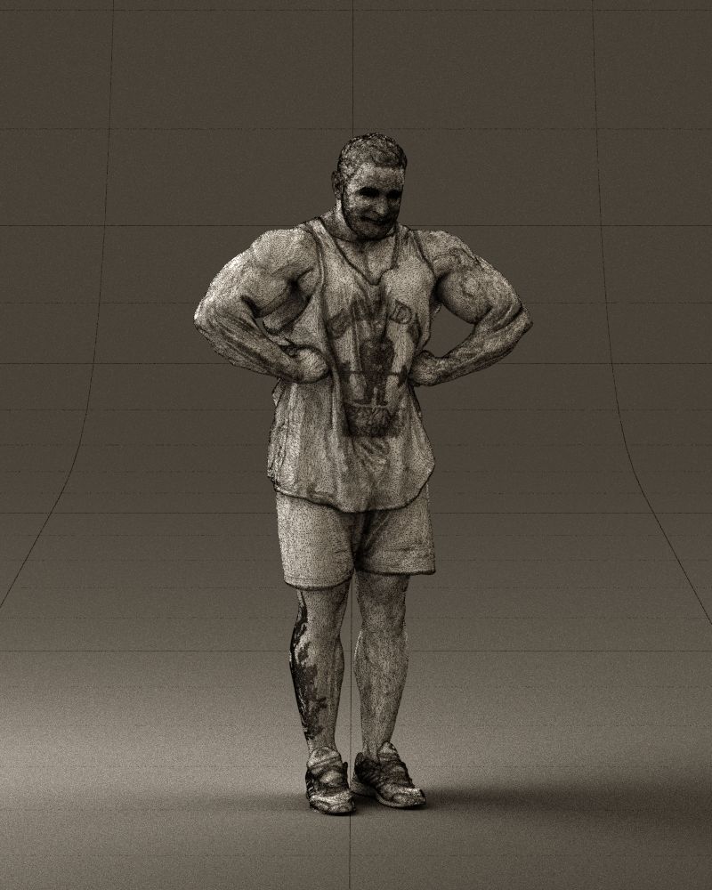 Bodybuilder in green shirt 0783 3D model | CGTrader