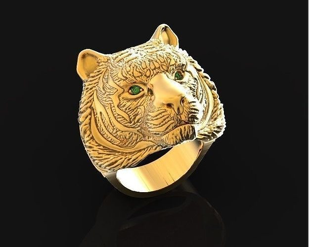 tiger male ring tiger-head 789 3D model 3D printable | CGTrader