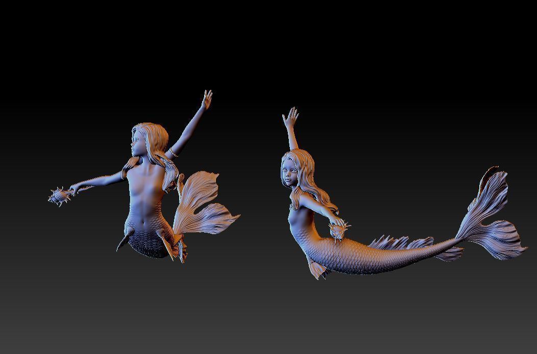 Little mermaid 3D model 3D printable | CGTrader