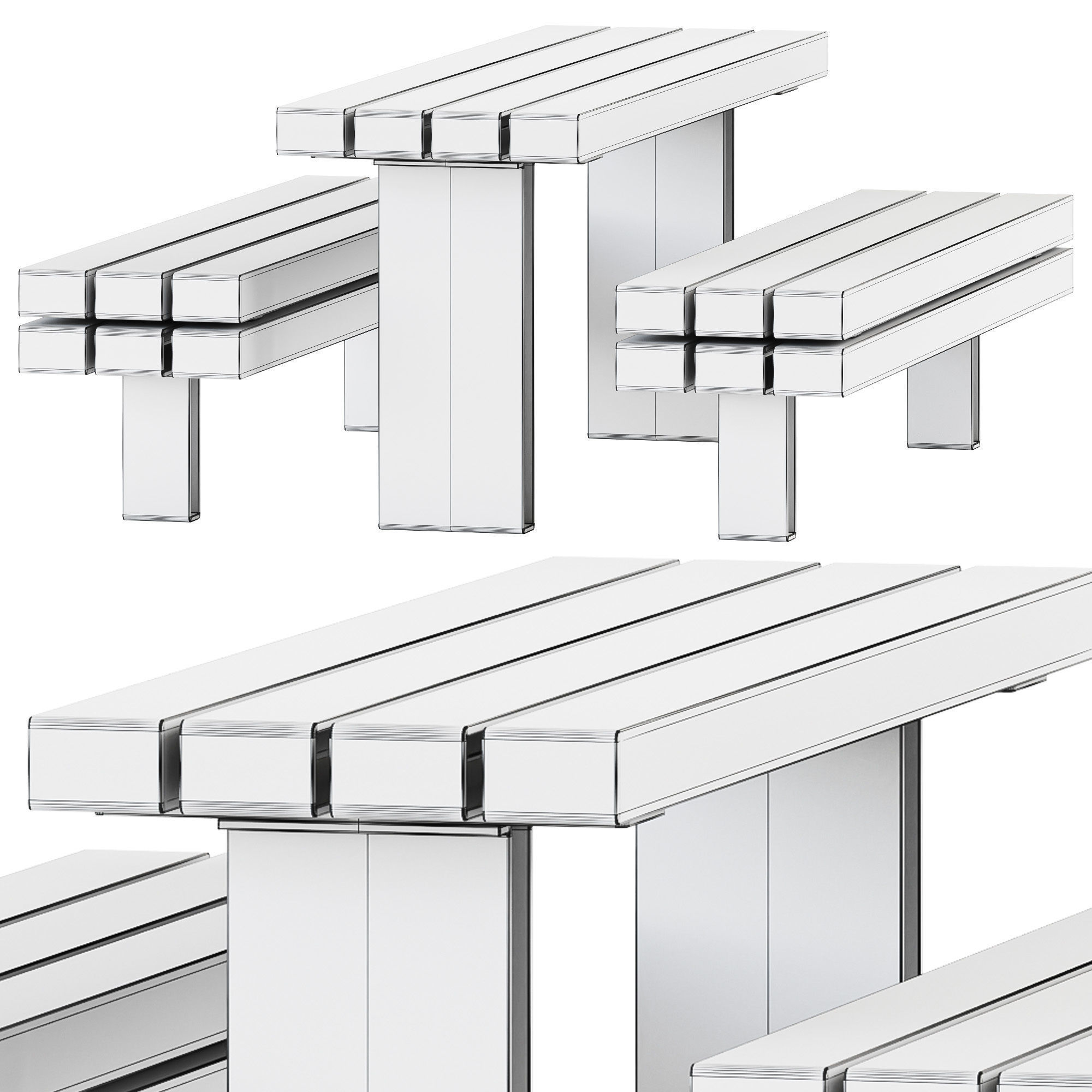 KONG Outdoor Sectional Bench and Table by Vestre 3D model | CGTrader
