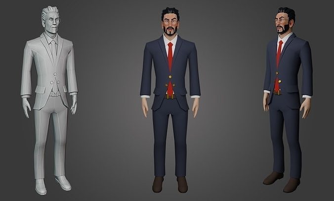 3D model Stylized Man in Suit VR / AR / low-poly | CGTrader