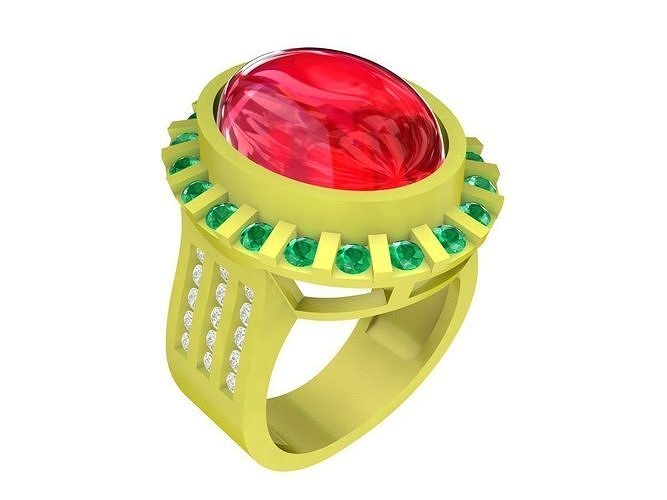 oval ruby diamond women ring 4170 3D model 3D printable | CGTrader