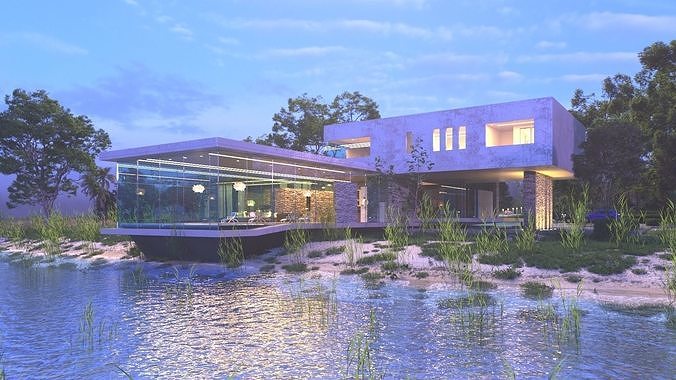 Super modern beach villa house 3ds max corona 3D model | CGTrader