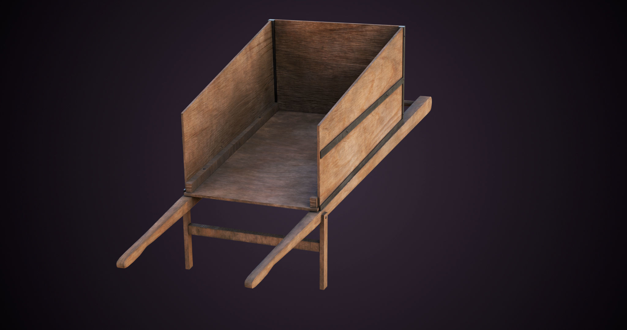 3D model Wooden Cart03 All PBR Unity UE Textures Included VR / AR / low ...