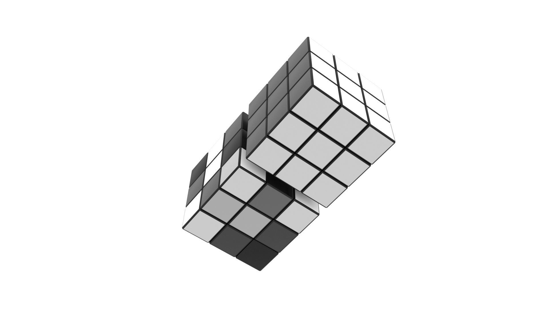 Rubiks Cube With Black and White Colors Set 3D model | CGTrader