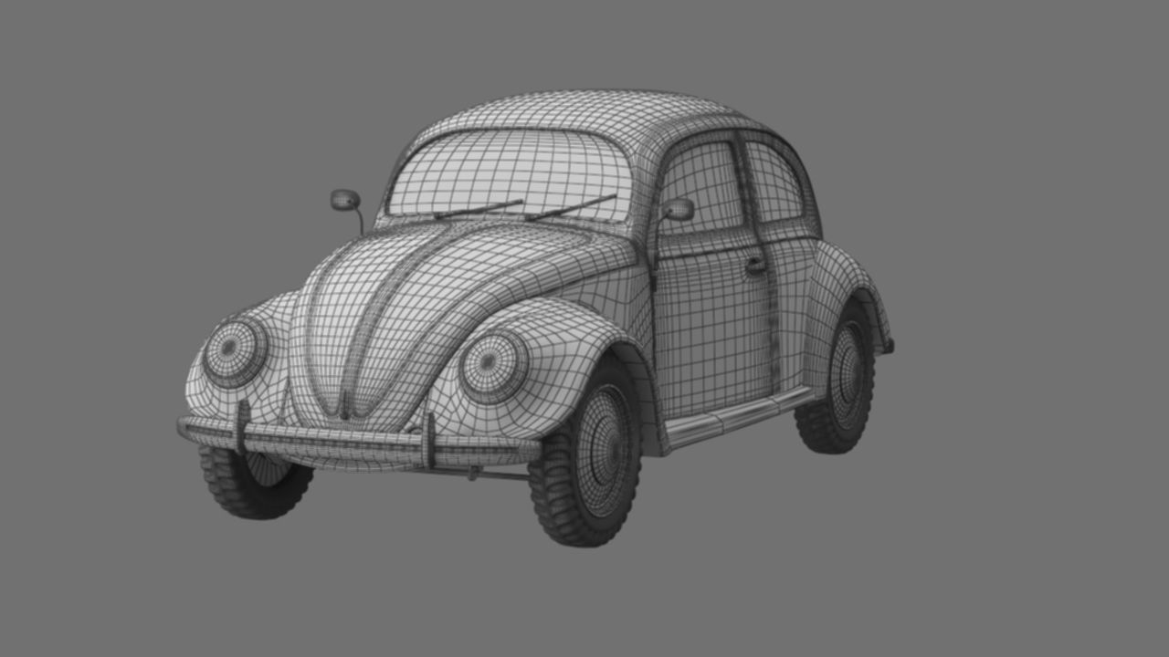 3D model VW Style Beetle Bug Old Rusty WW2 Wrecked Car VR / AR / low ...