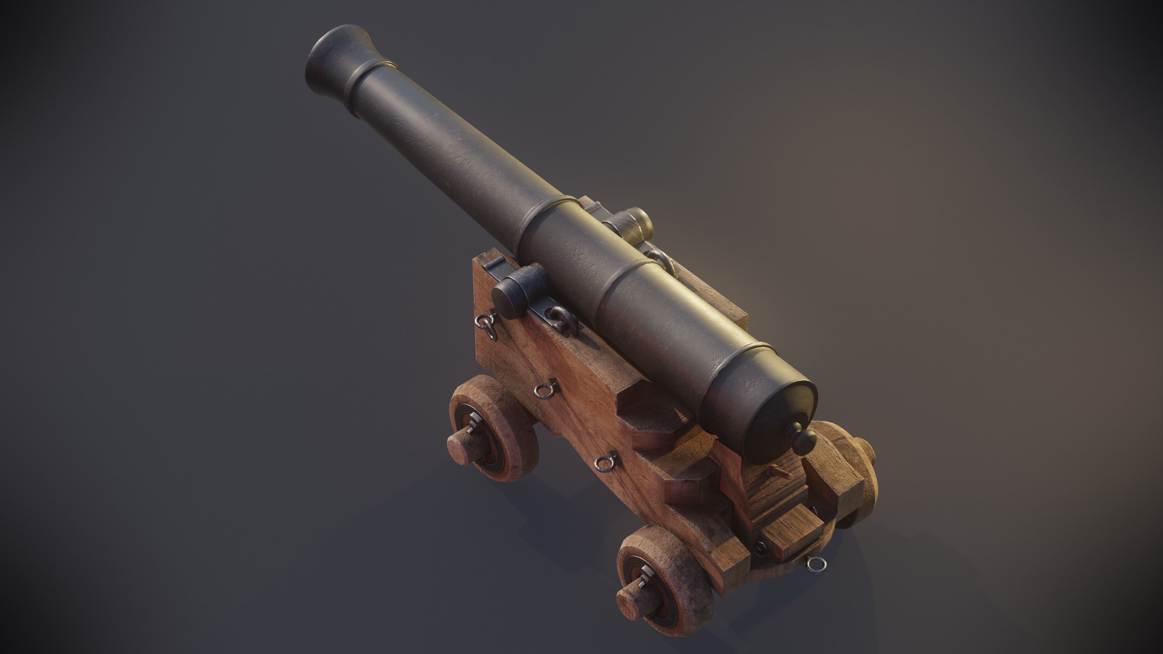 3D model Heavy Ship Cannon 17th Century VR / AR / low-poly rigged ...