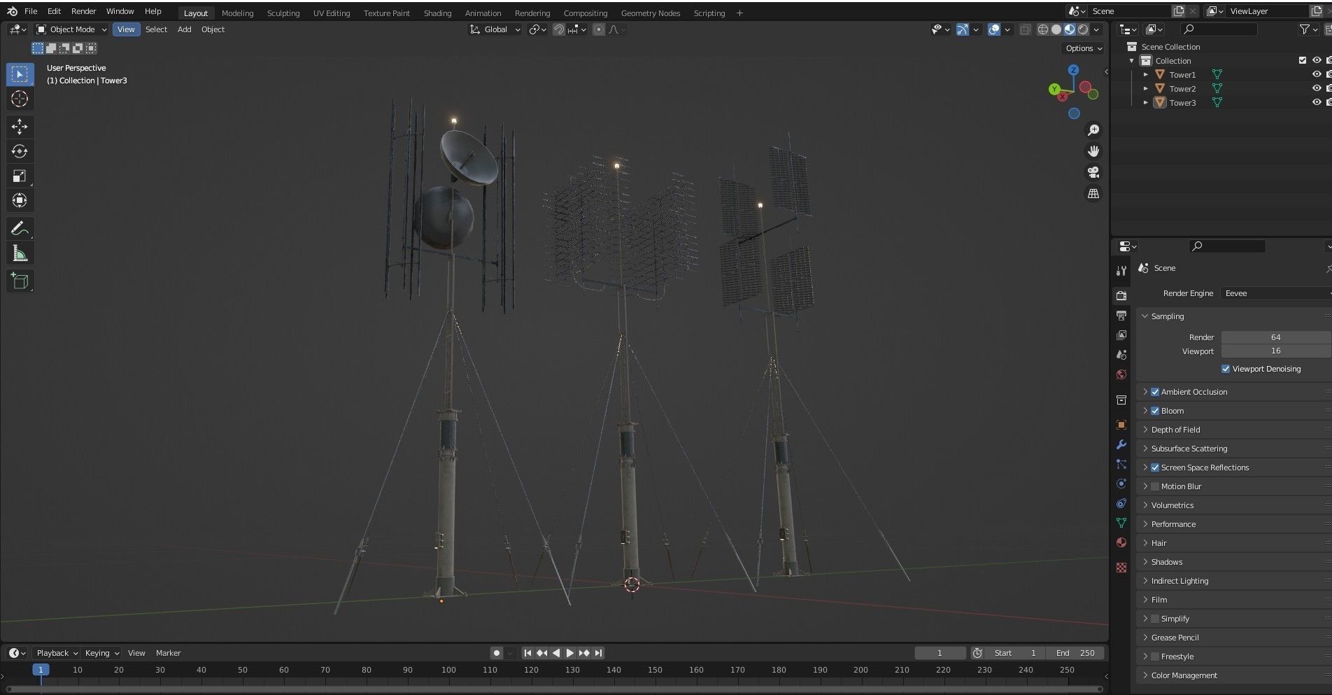3D model Army Antenna Pack 3 Types VR / AR / low-poly | CGTrader