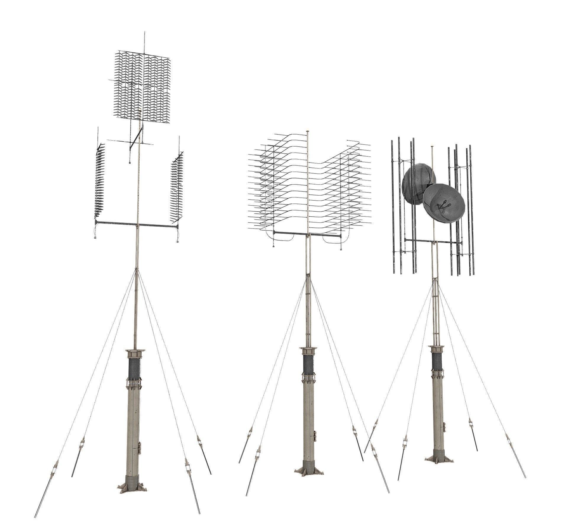 3D model Army Antenna Pack 3 Types VR / AR / low-poly | CGTrader