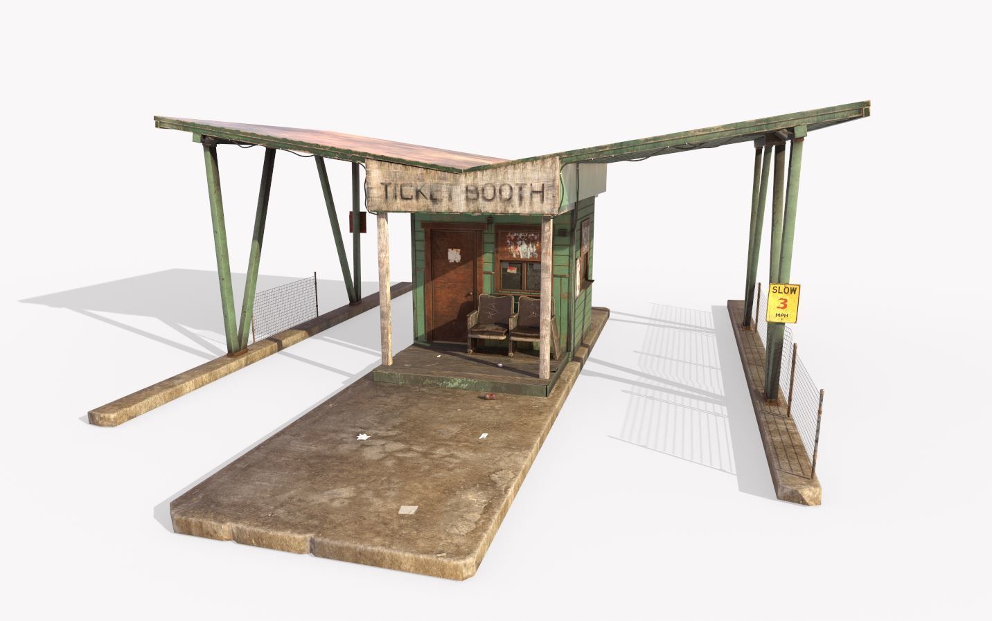 Old Park Entrance And Ticket Booth 3D model | CGTrader