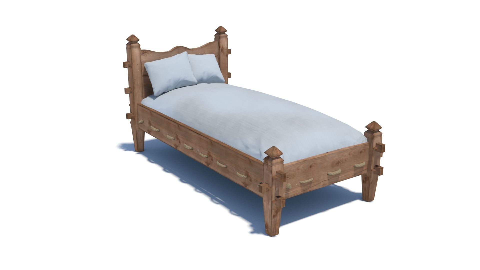3D model Medieval simple bed and tick mattress VR / AR / low-poly ...