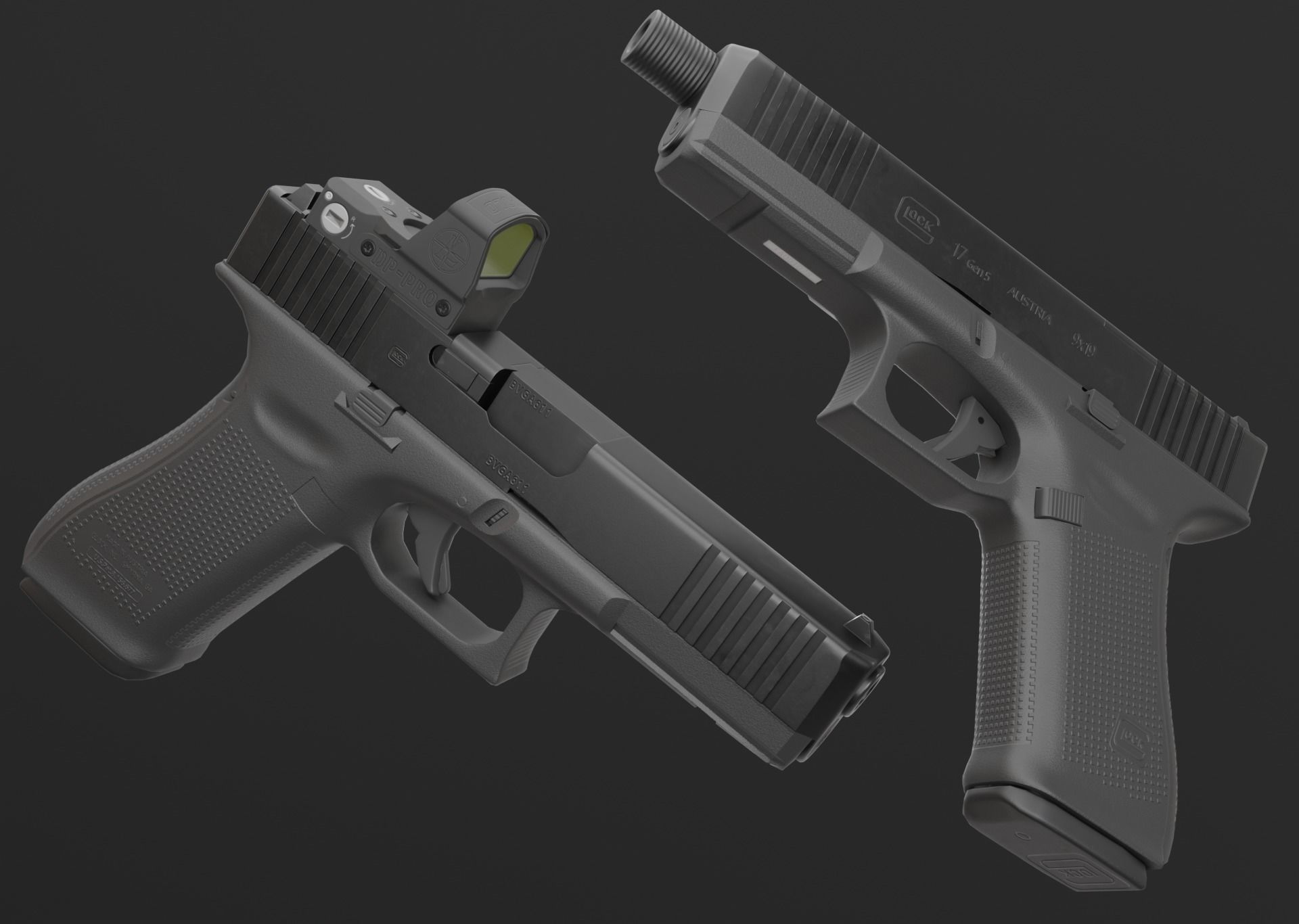 3D model GLOCK 17 Gen5 MOS with attachments VR / AR / low-poly | CGTrader