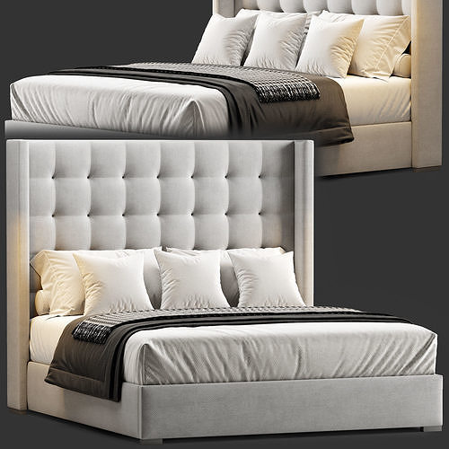 RH BOX-TUFTED SHELTER BED 2 3D model | CGTrader