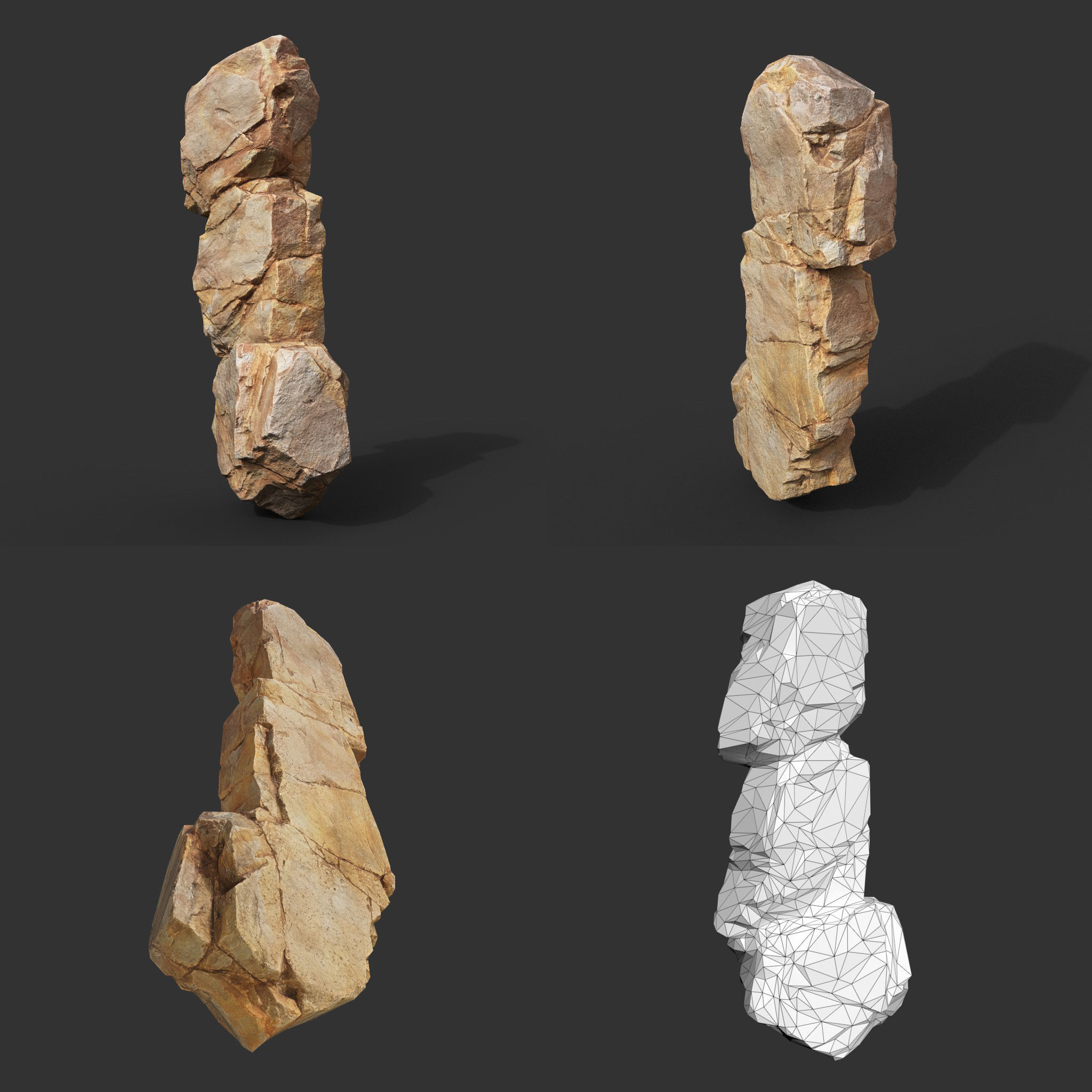 3D model Yellow Vertical Rock Modular 221120 - Ultra HD 16K Texture VR ...