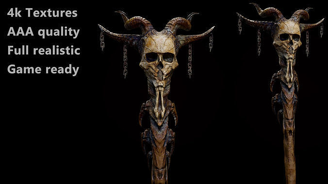 3D model Necromancer staff Realistic VR / AR / low-poly | CGTrader