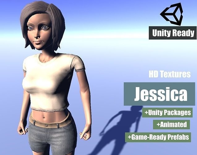 3D model Jessica - animated rigged Cartoon Woman VR / AR / low-poly ...