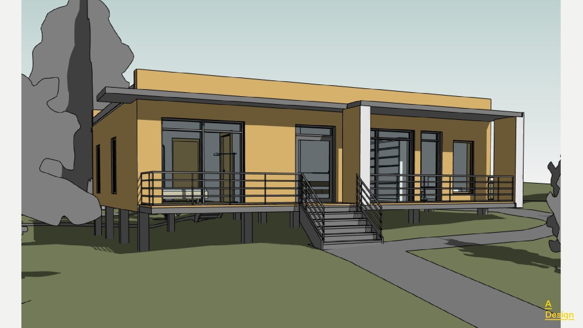 Square house - Revit 3D model | CGTrader