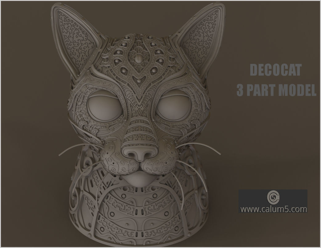 DecoCat cat bust 3D model 3D printable | CGTrader