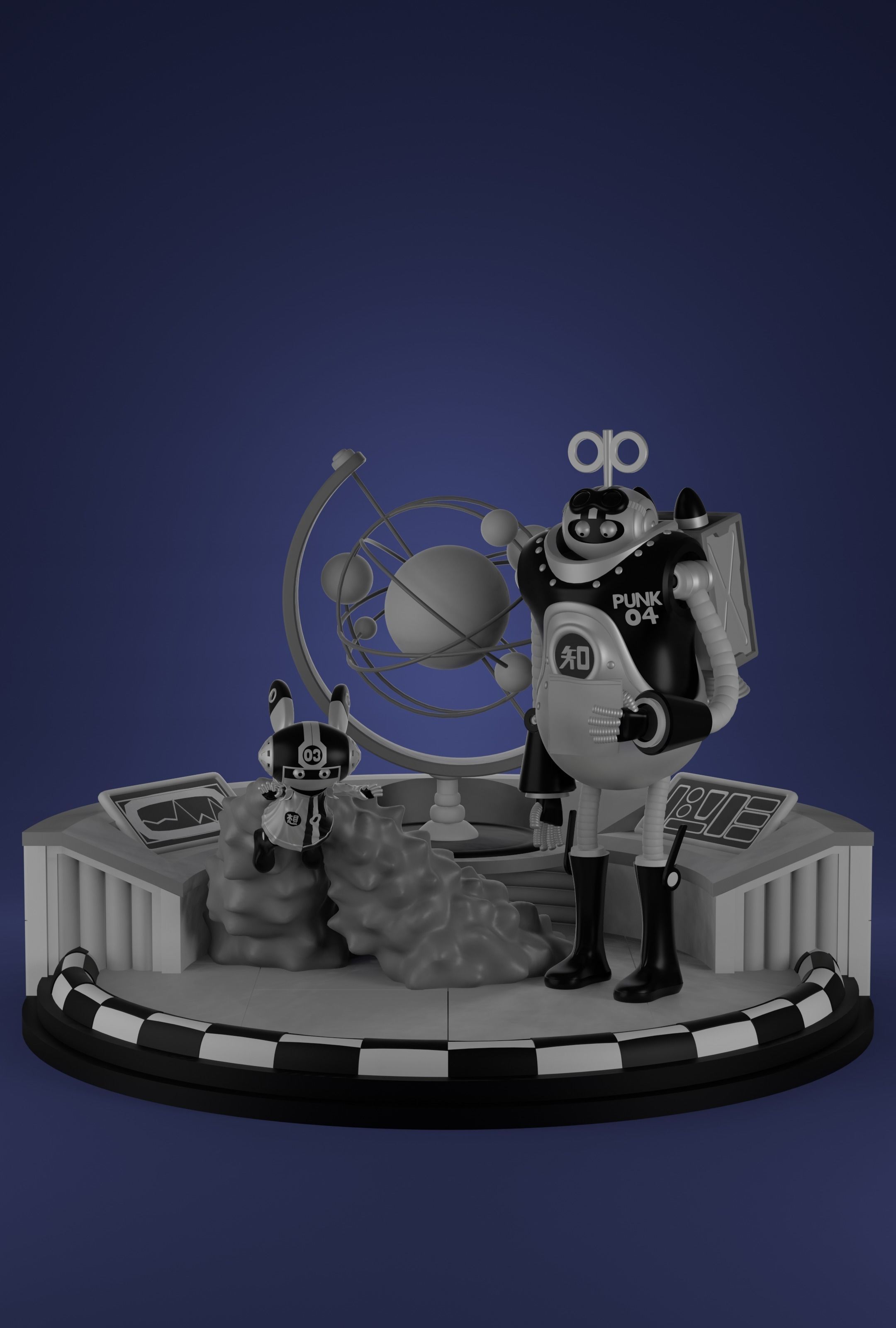 3D model ONE PIECE VEGAPUNK PYTHAGORAS AND EDISON FIGURE SCULPT VR / AR ...