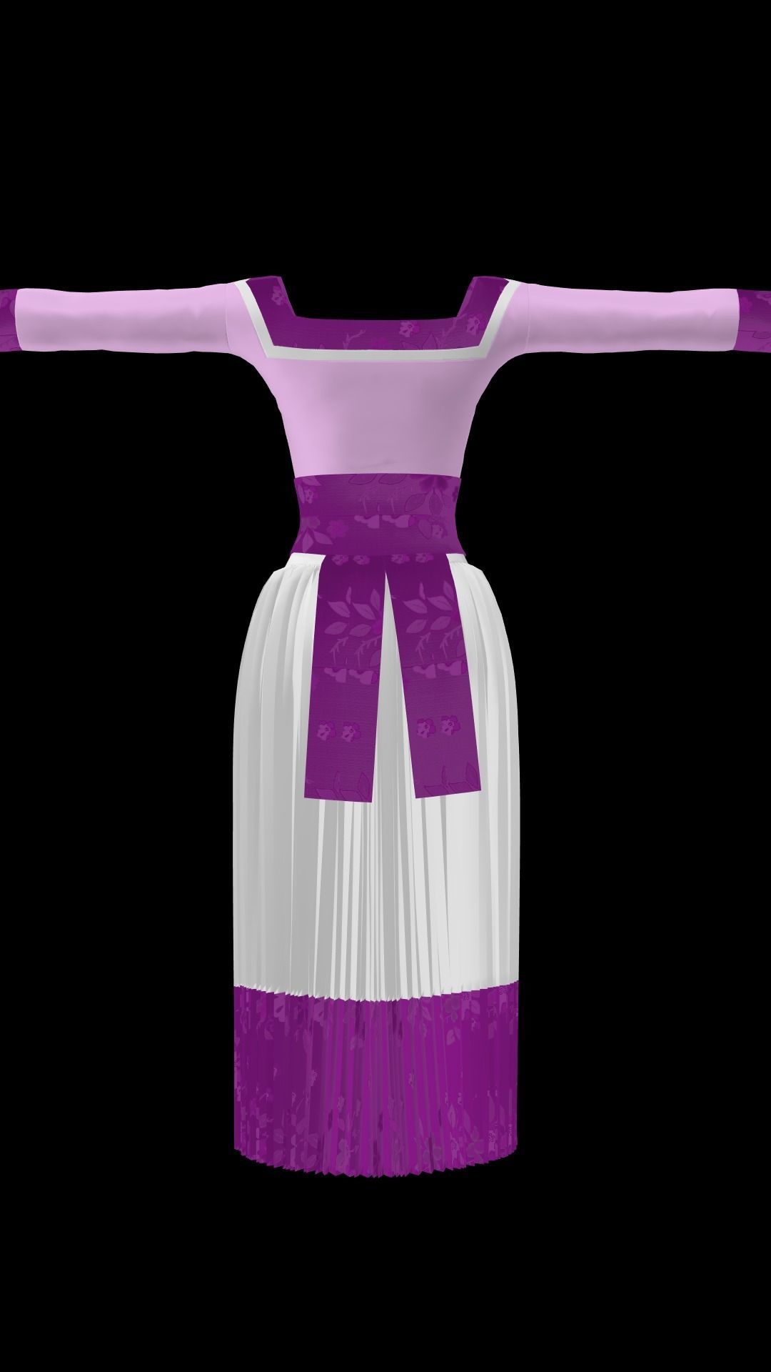 Purple Hmong dress for female 3D model | CGTrader