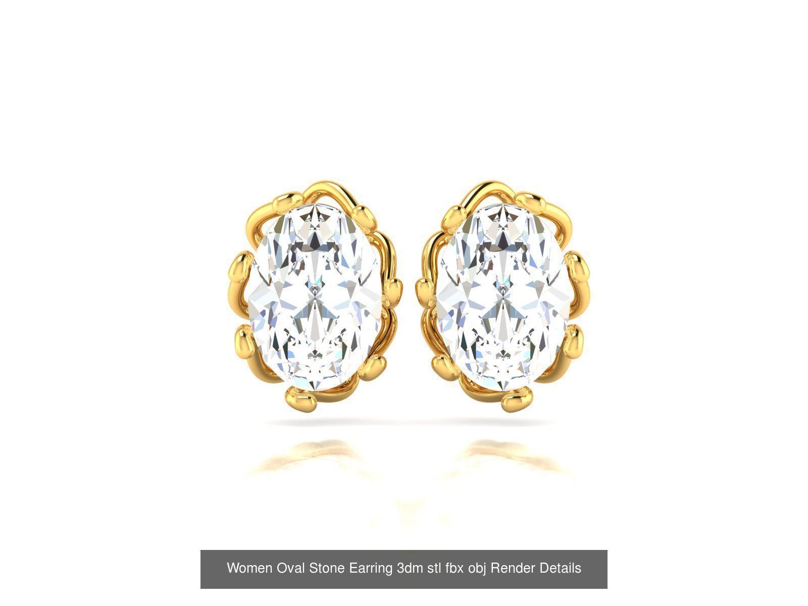 25 Women Oval Stone Earrings Collection | CGTrader