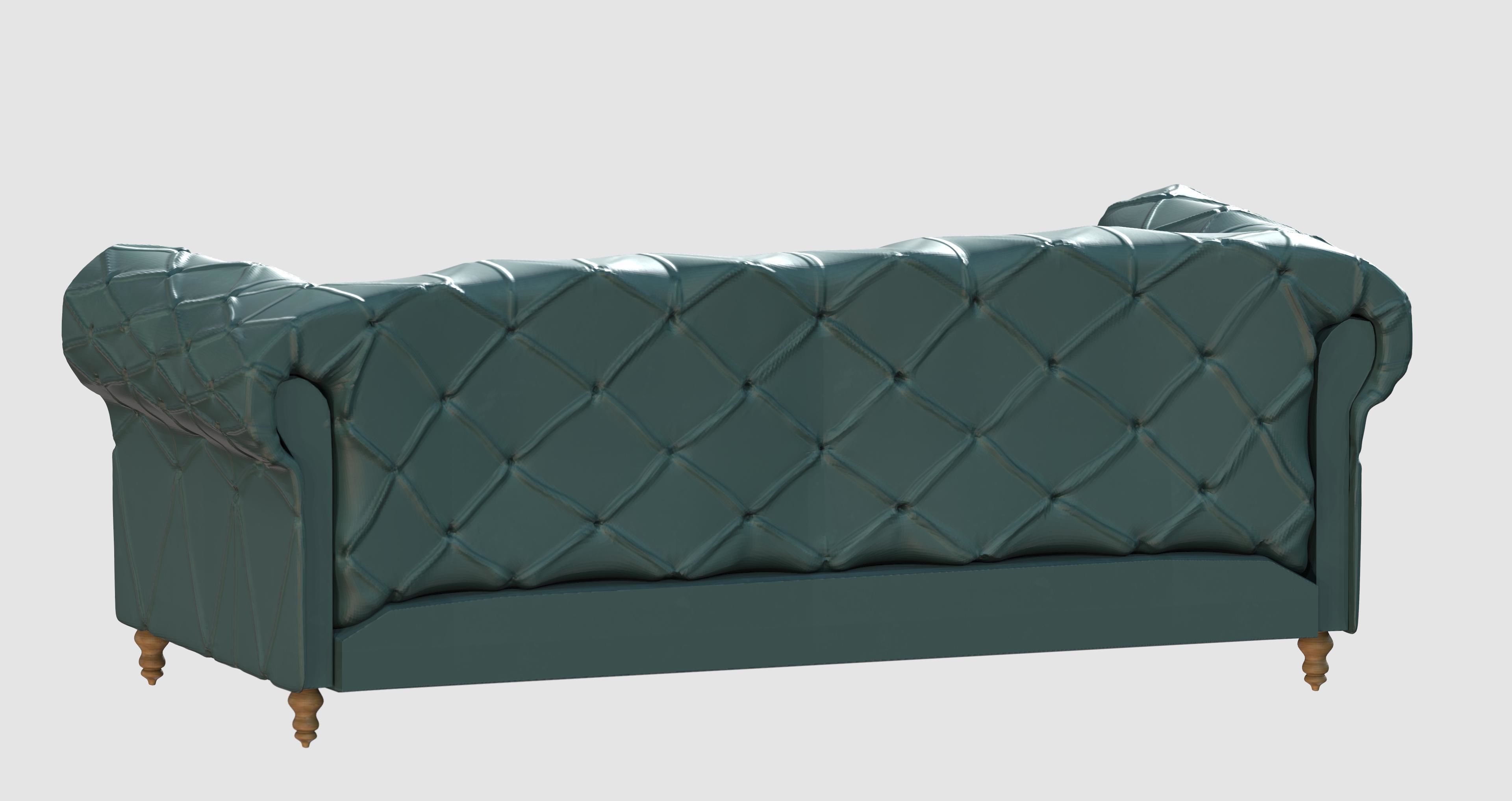 Turquoise capitone basic sofa 3D model | CGTrader