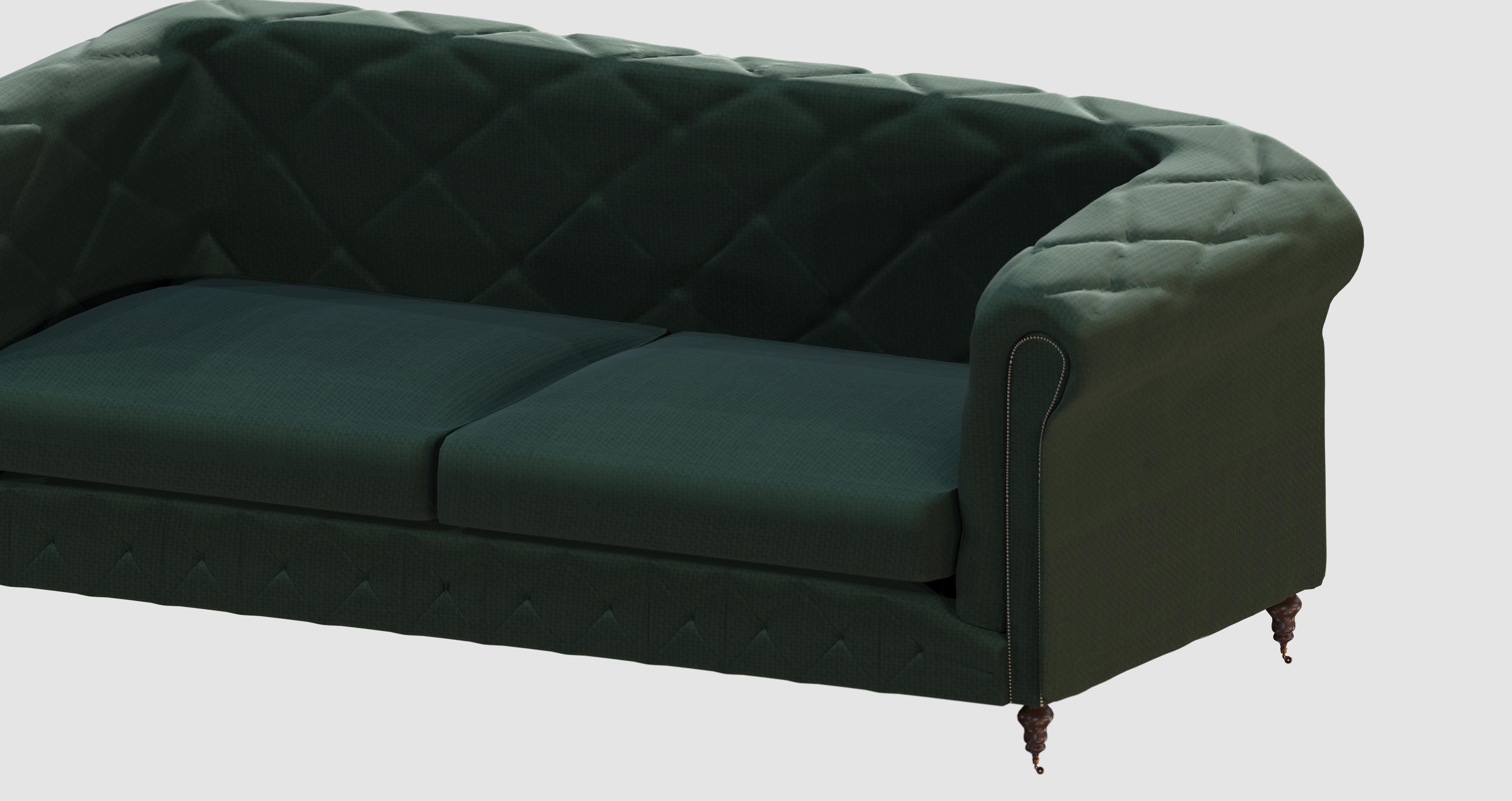 Green capitone basic sofa 3D model | CGTrader