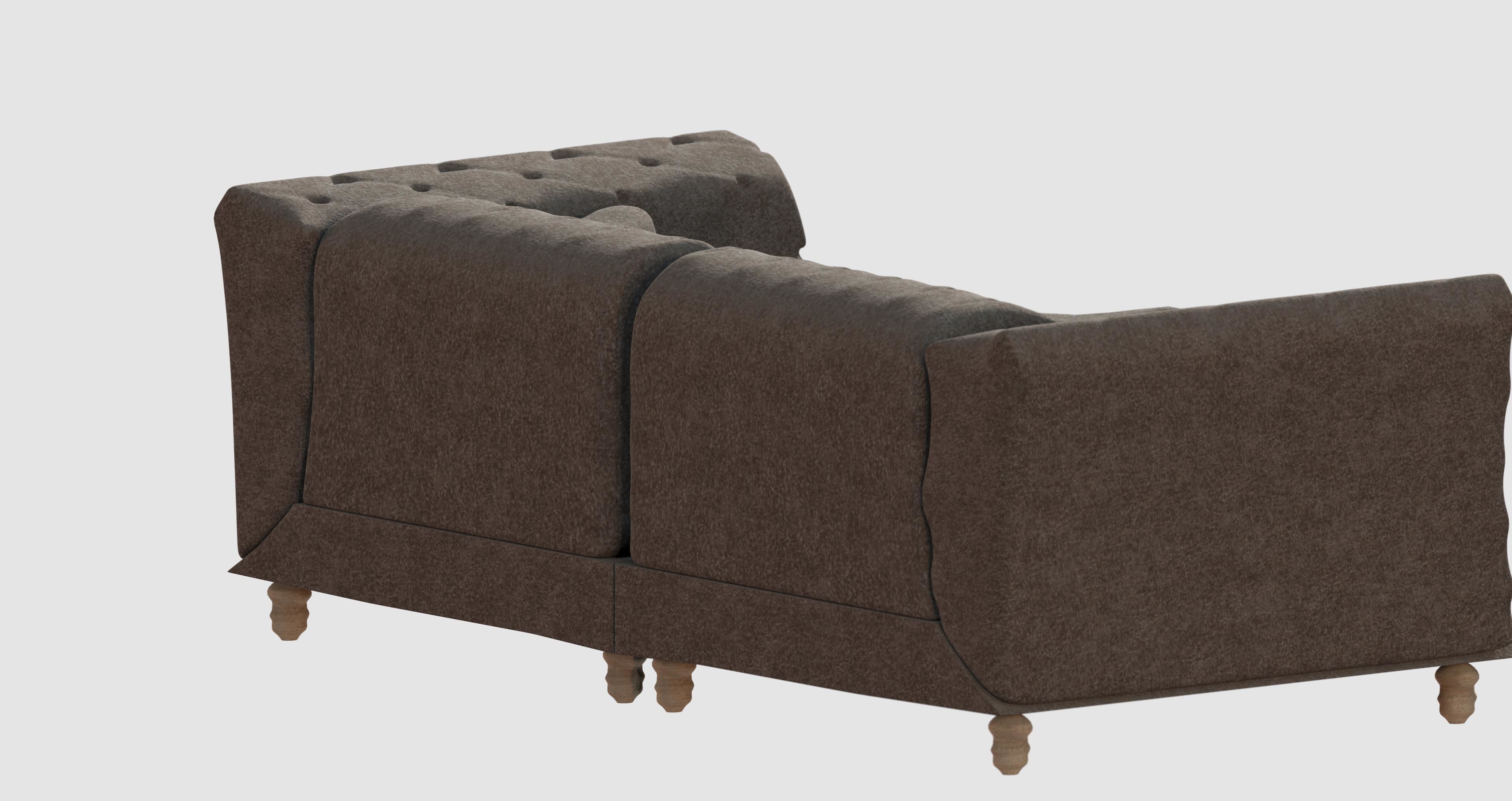 Light brown-grey velvet capitone corner sofa 3D model | CGTrader