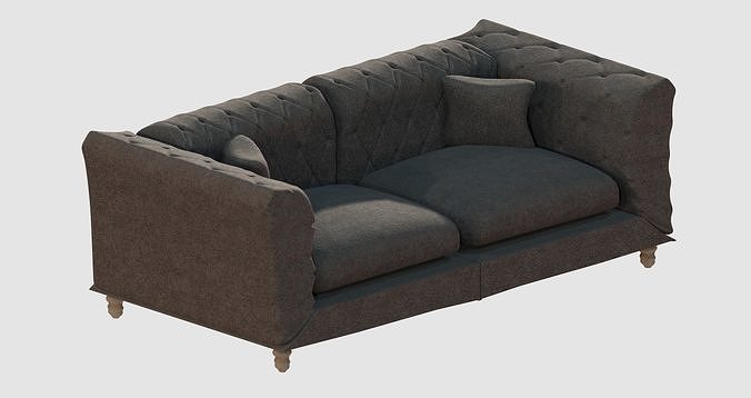 Light brown-grey velvet capitone corner sofa 3D model | CGTrader