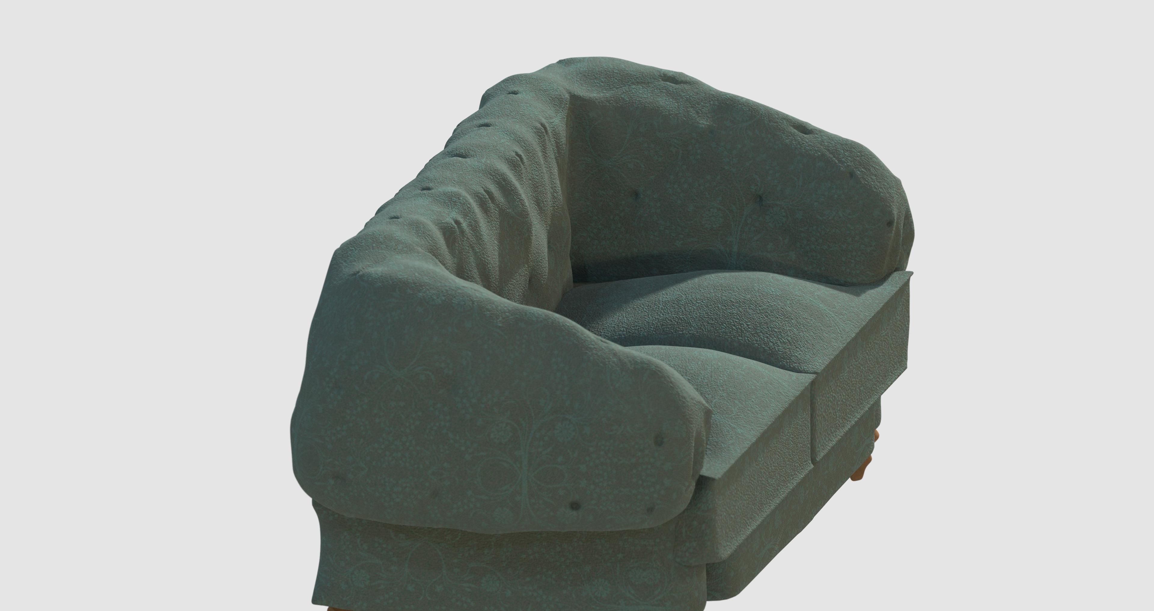 Green capitone basic sofa 3D model | CGTrader