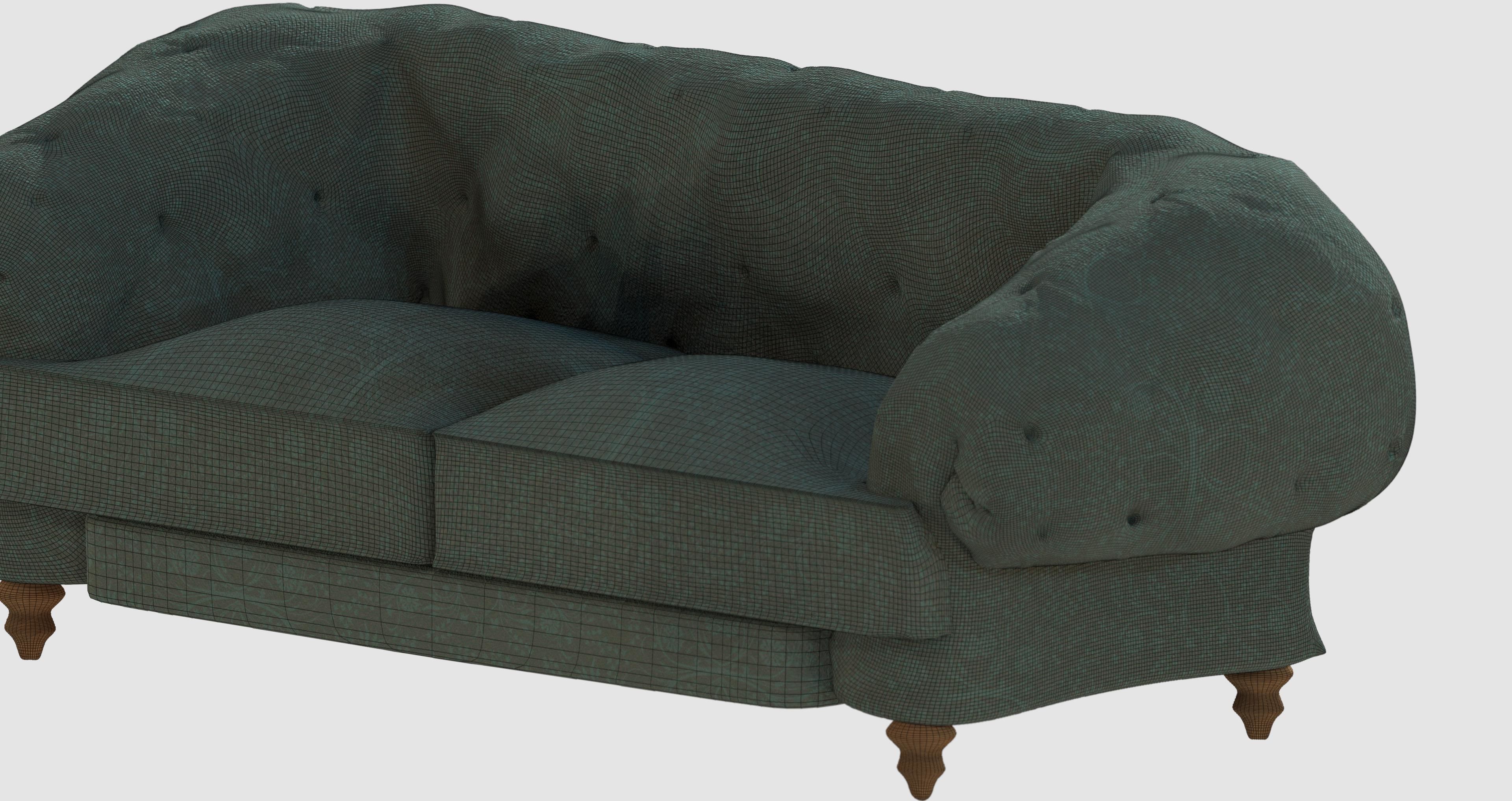 Green capitone basic sofa 3D model | CGTrader