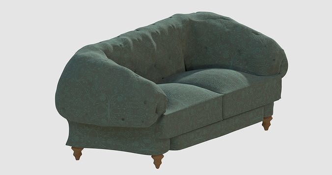 Green capitone basic sofa 3D model | CGTrader