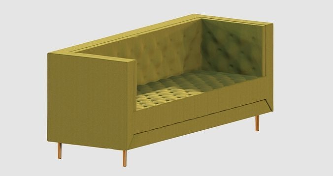 Yellow corner capitone sofa 3D model | CGTrader