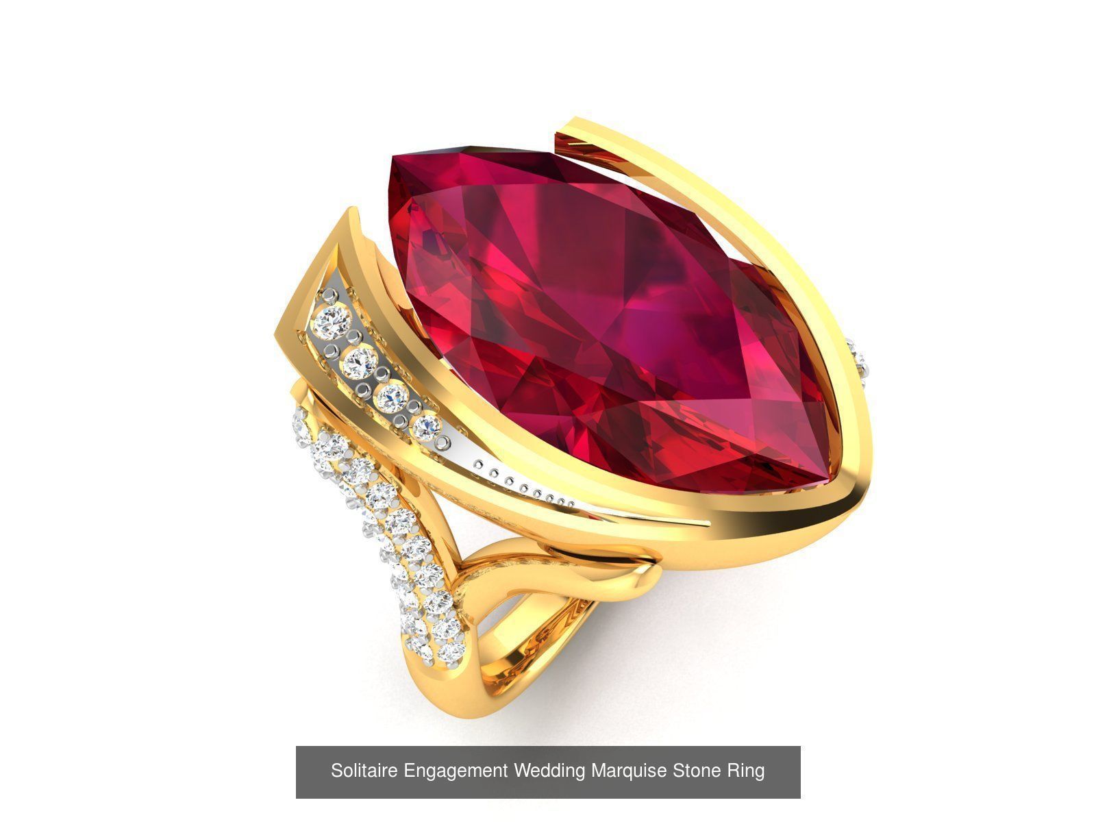 12 Women Marquise Stone Rings Collection | CGTrader