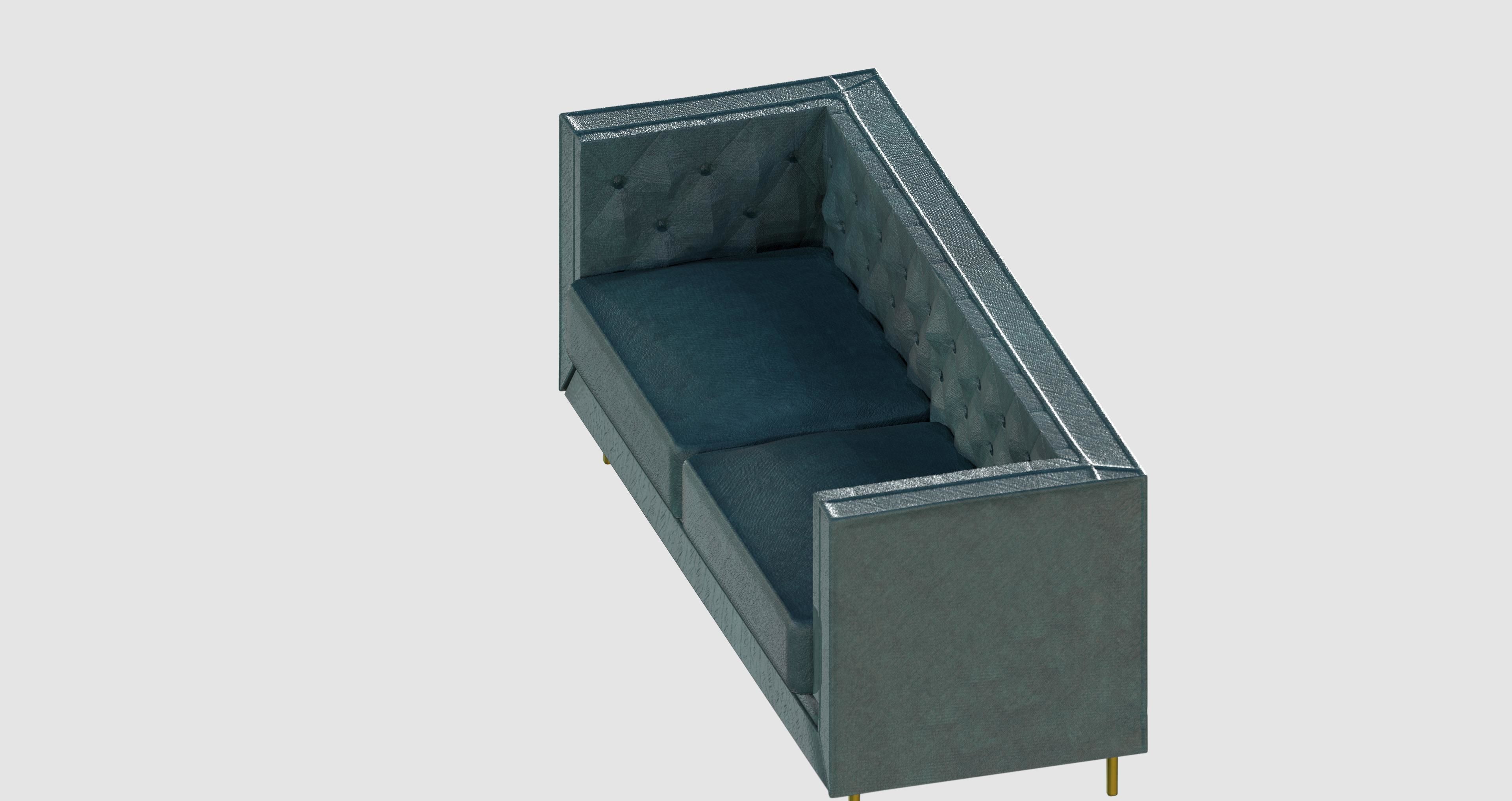 3D model Green corner capitone sofa VR / AR / low-poly | CGTrader