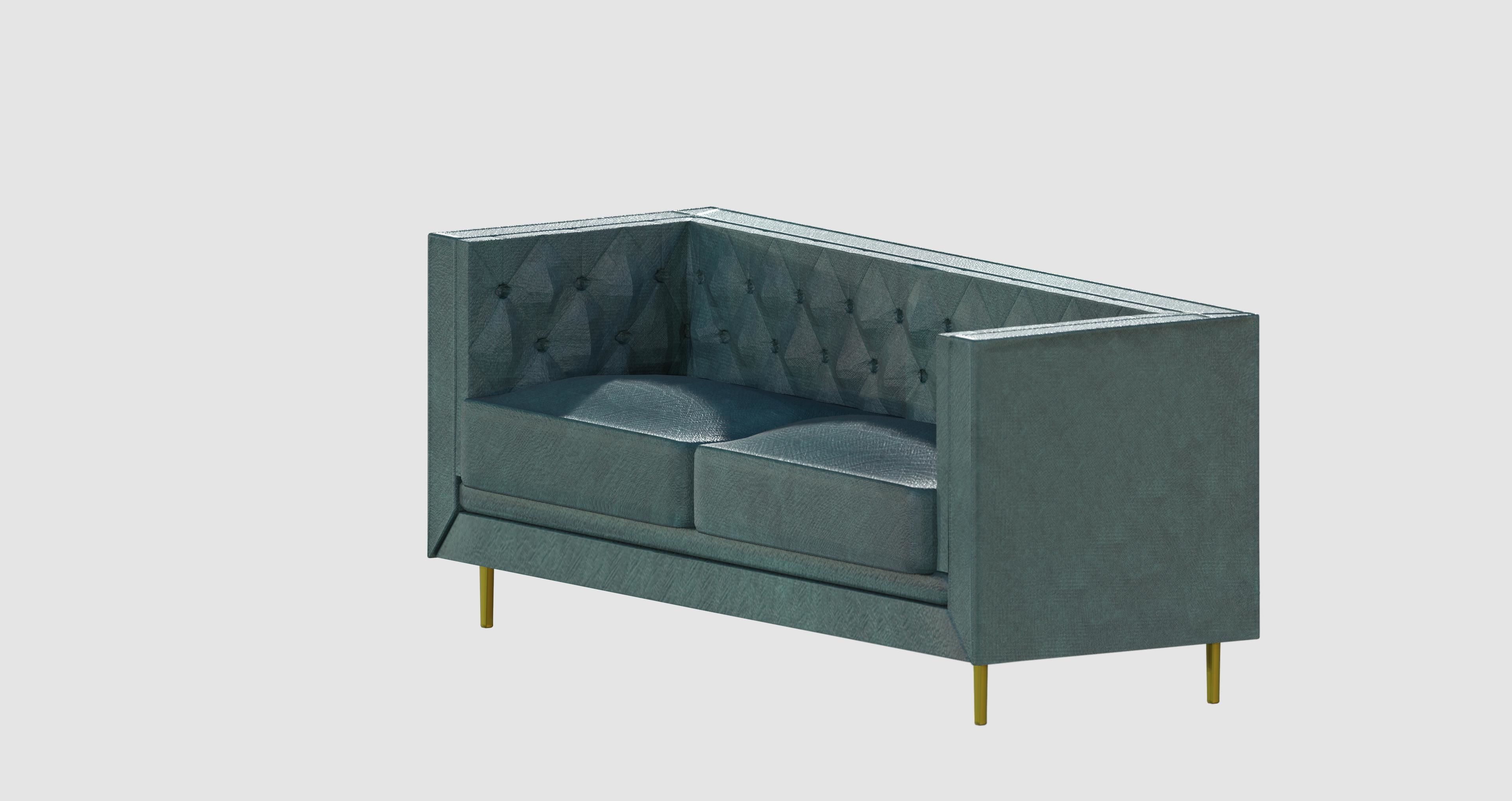 3D model Green corner capitone sofa VR / AR / low-poly | CGTrader
