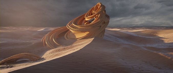 Desert Dunes with ancient alien monuments 3D model | CGTrader
