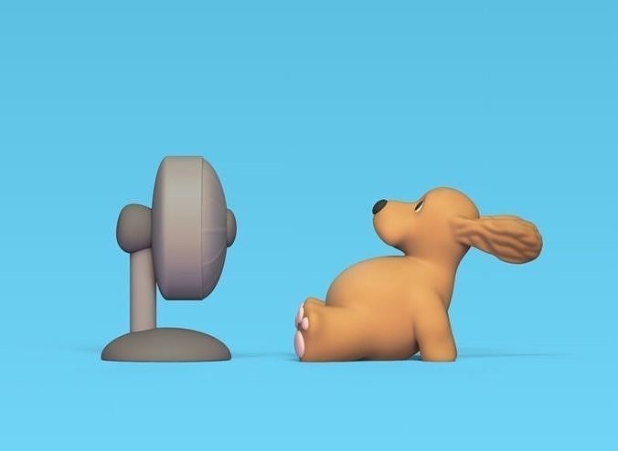 Dog with Fan 3D model 3D printable | CGTrader