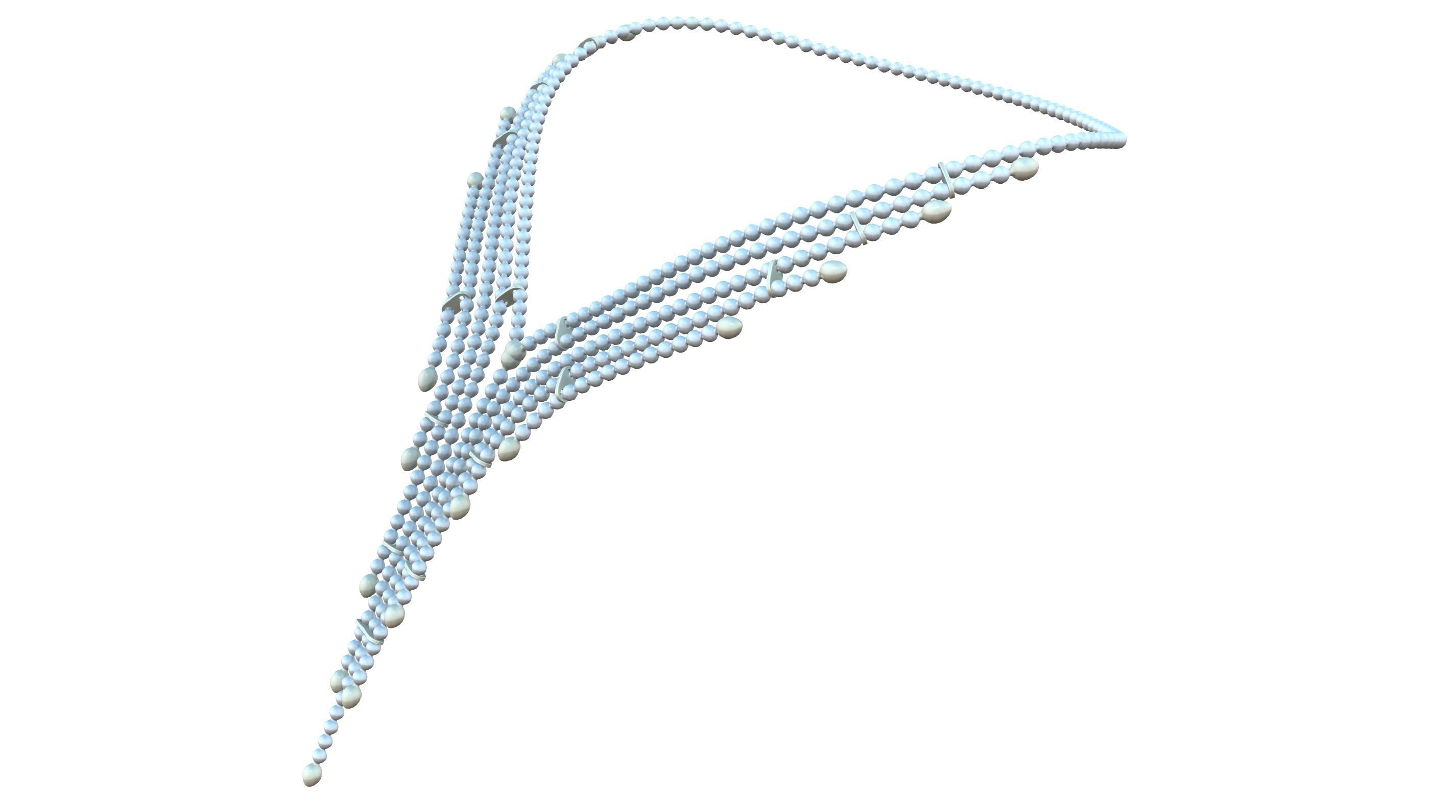 3D model Modern White Pearl Bids Necklace VR / AR / low-poly | CGTrader