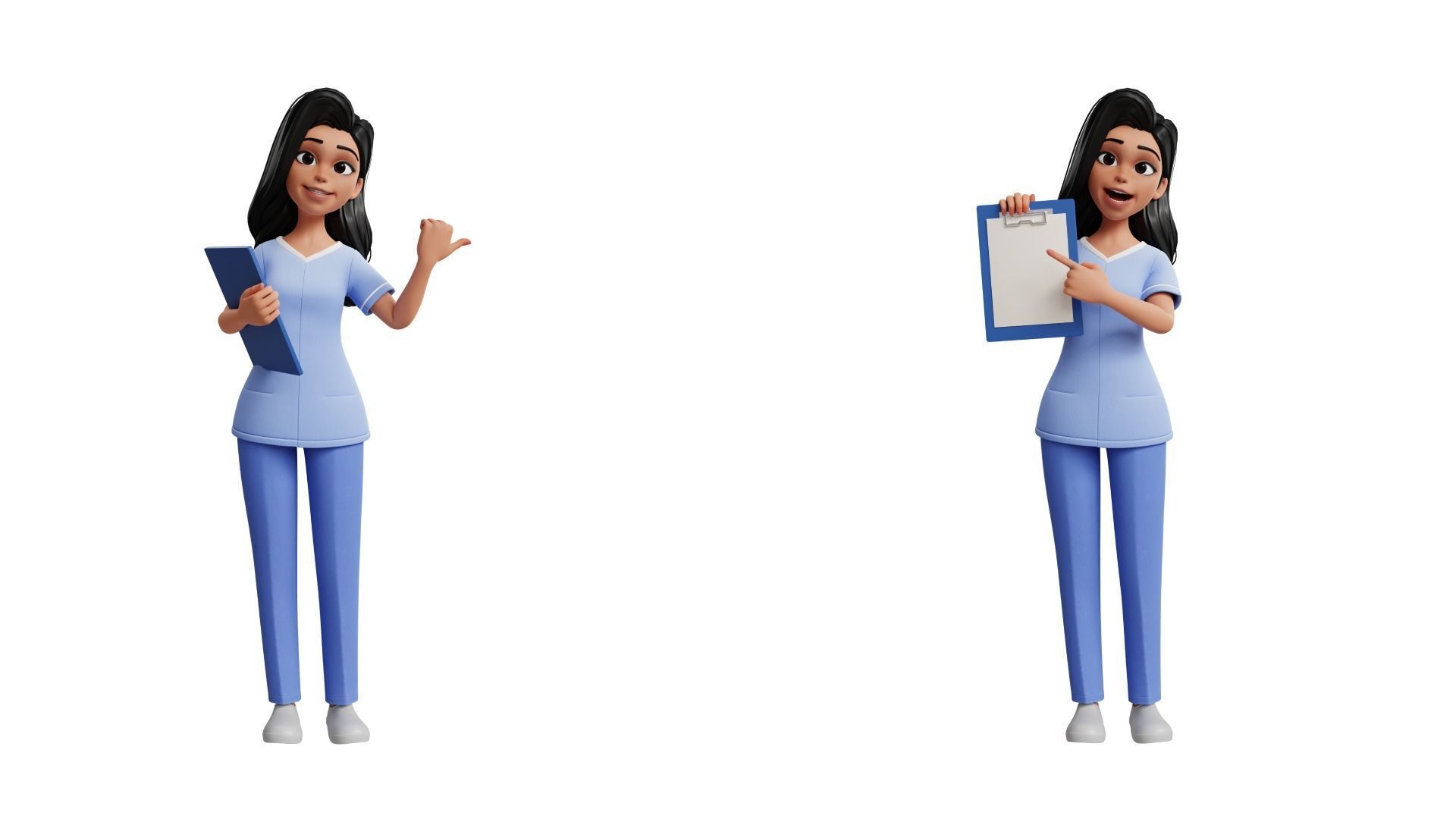 3D model Nurse Cartoon Female Character VR / AR / low-poly rigged ...