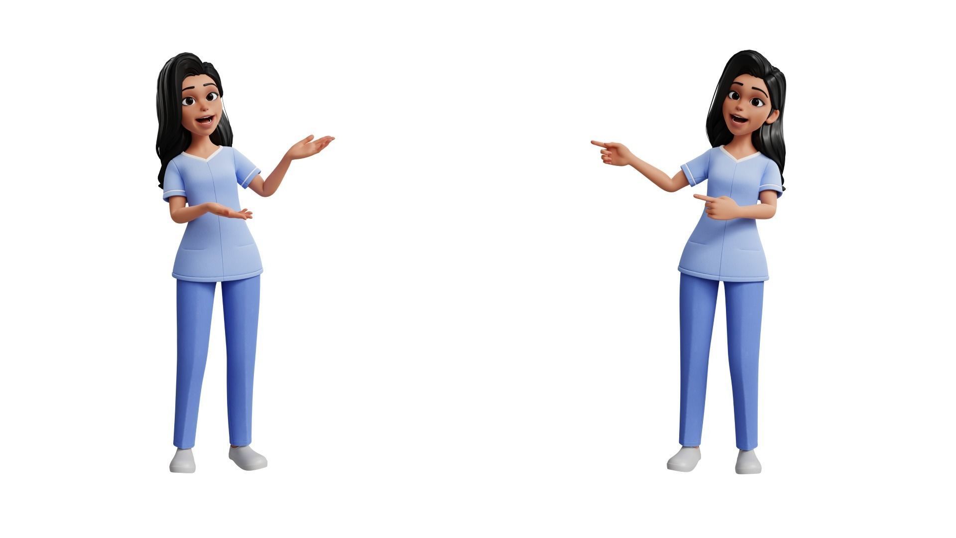 3D model Nurse Cartoon Female Character VR / AR / low-poly rigged ...